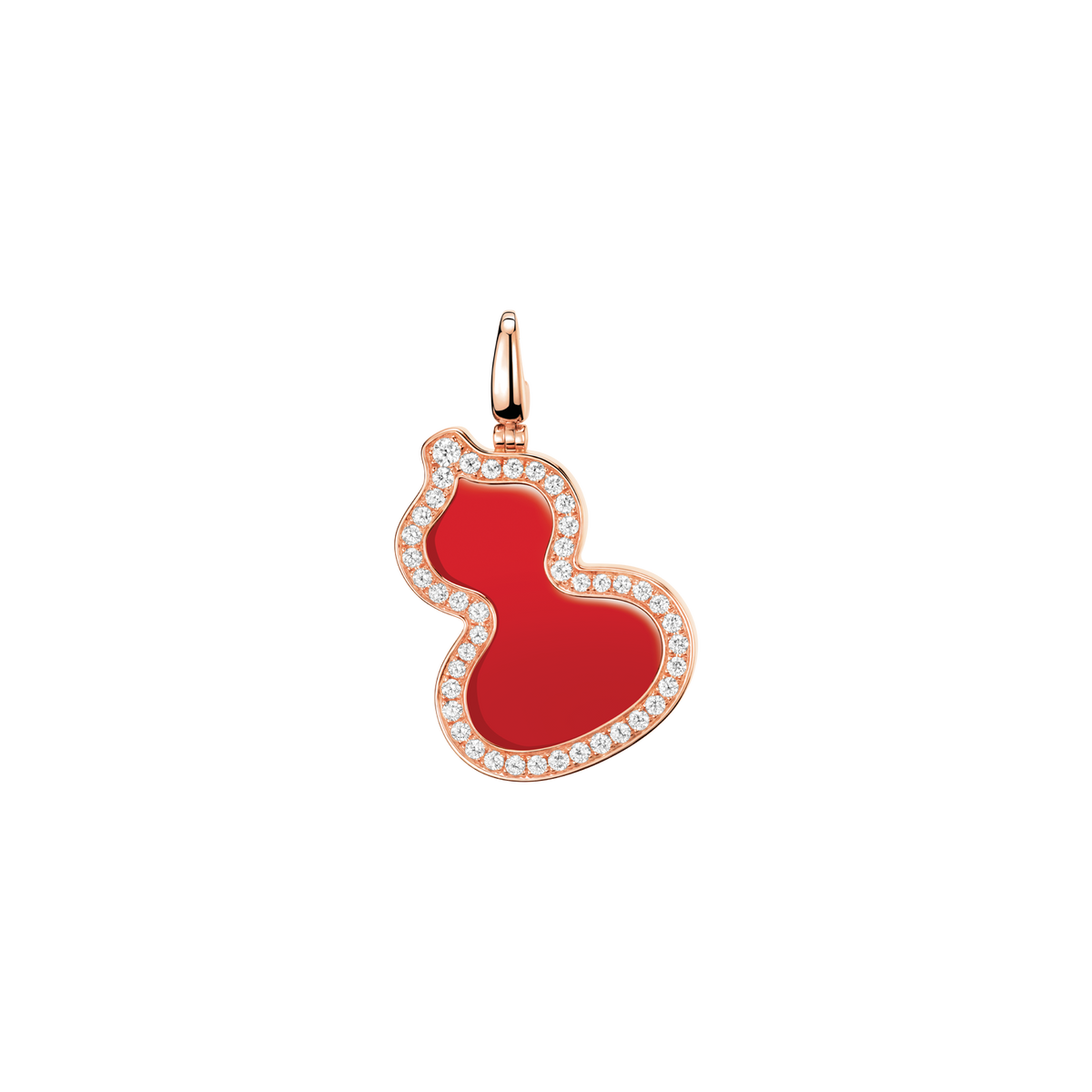 Qeelin Wulu pendant in 18K rose gold with diamonds and red agate ...