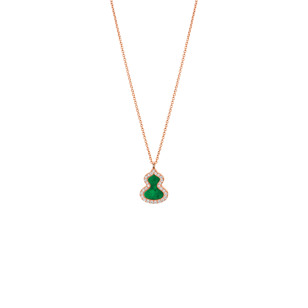 Qeelin Petite Wulu necklace in 18K rose gold with diamonds and jade ...