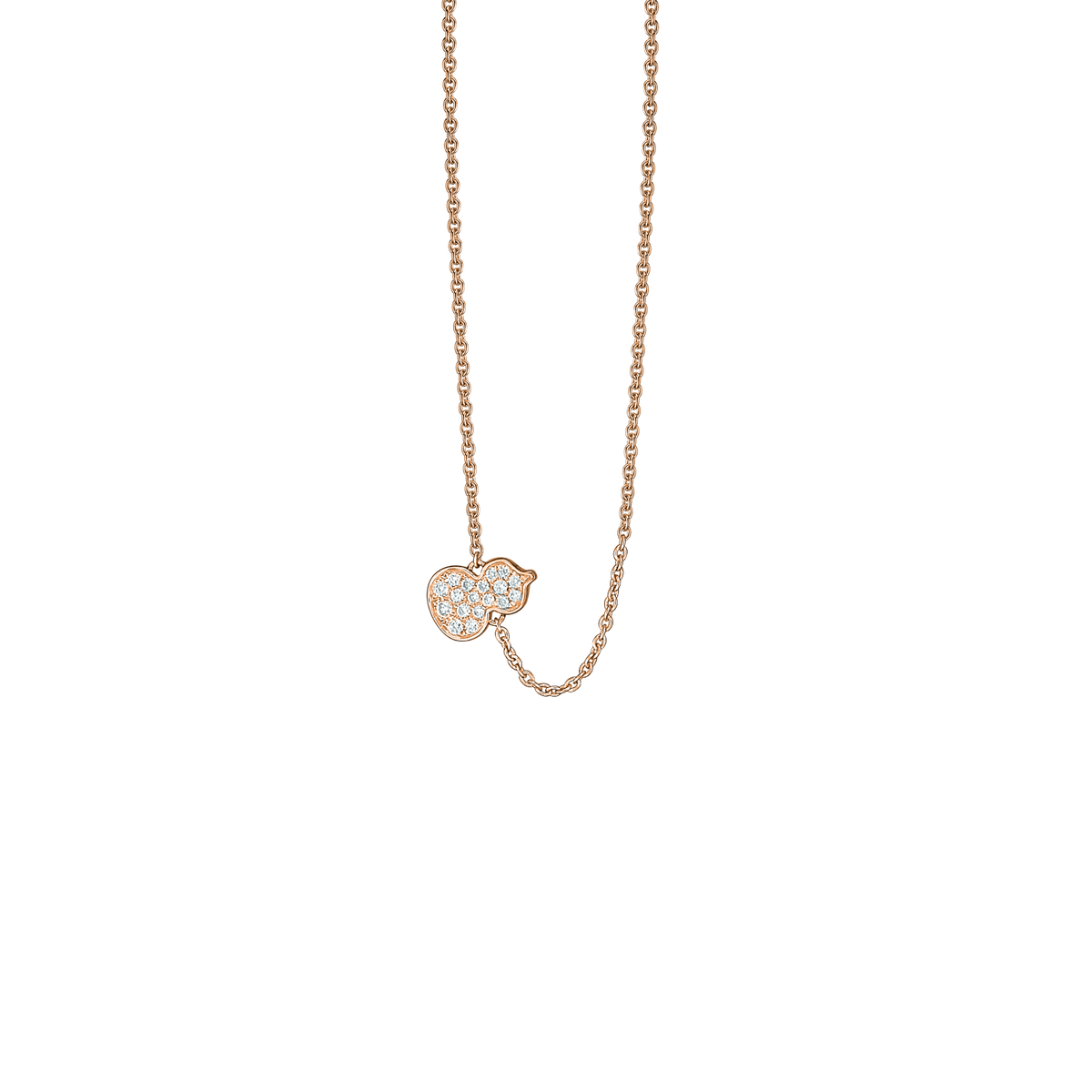 Qeelin Petite Wulu necklace in 18K rose gold with pave diamonds ...