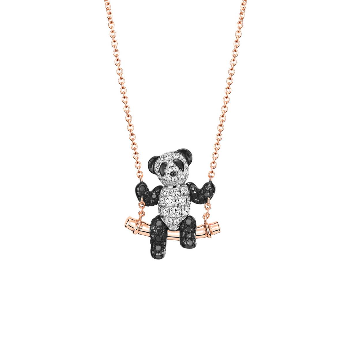 Qeelin Classic Bo Bo necklace in 18K rose gold with diamonds and black – Wamada Jewellery