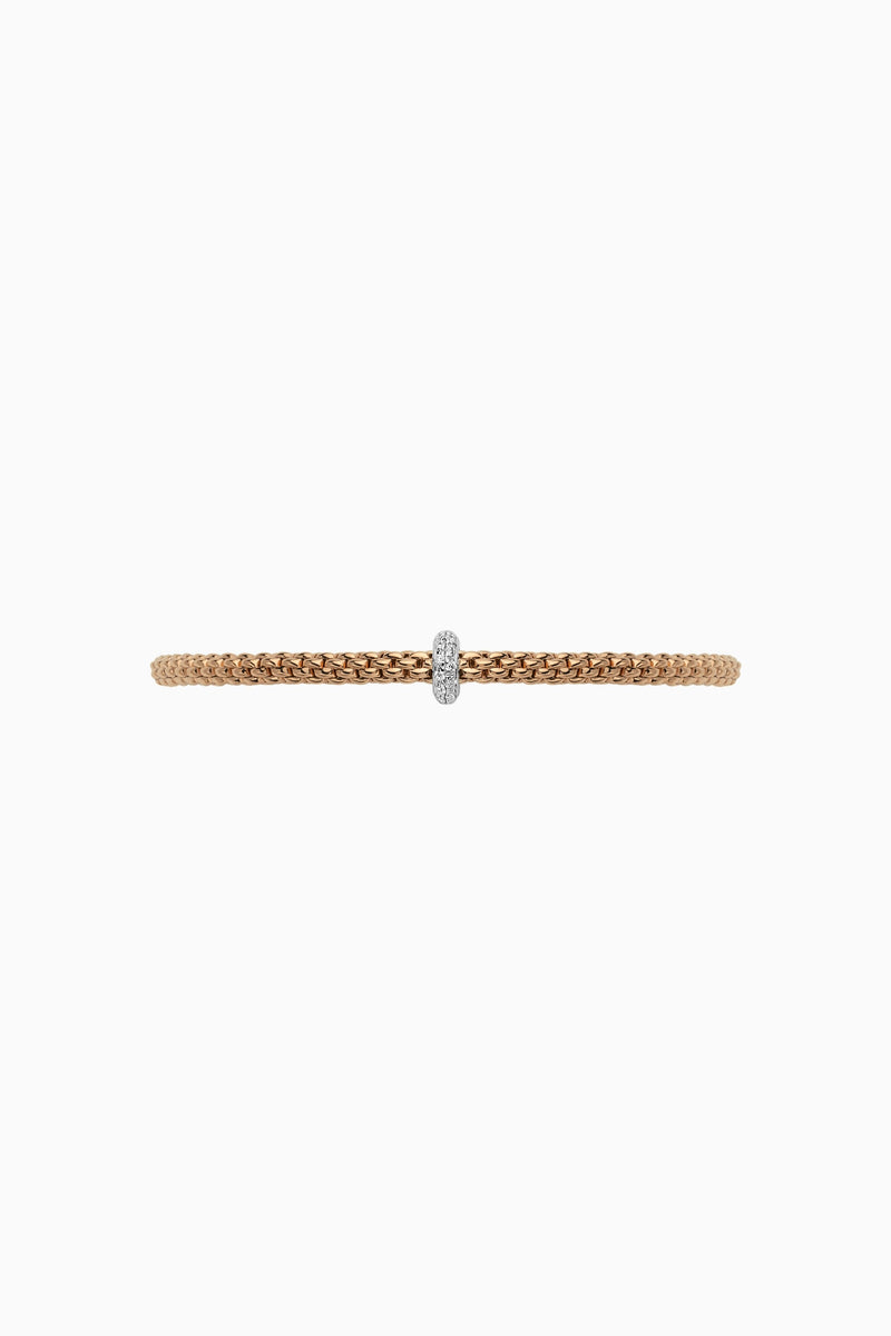 Fope Prima Rose Gold Bracelet with White Gold Diamond rondels MEDIUM ...