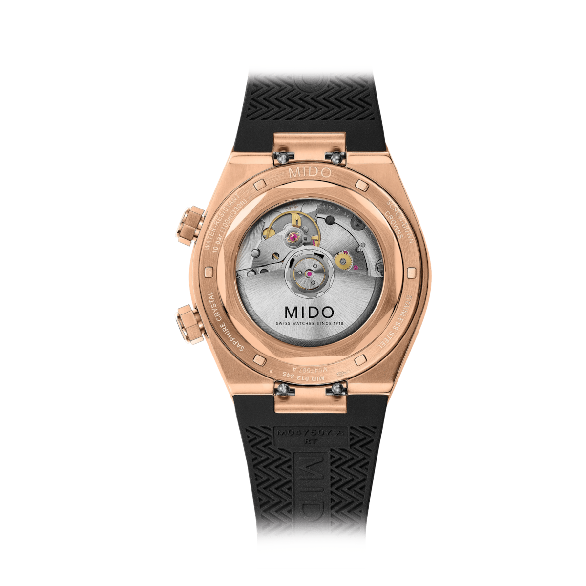 MIDO MULTIFORT 8 Two Crowns RG PVD on Rubber Strap – Wamada Jewellery