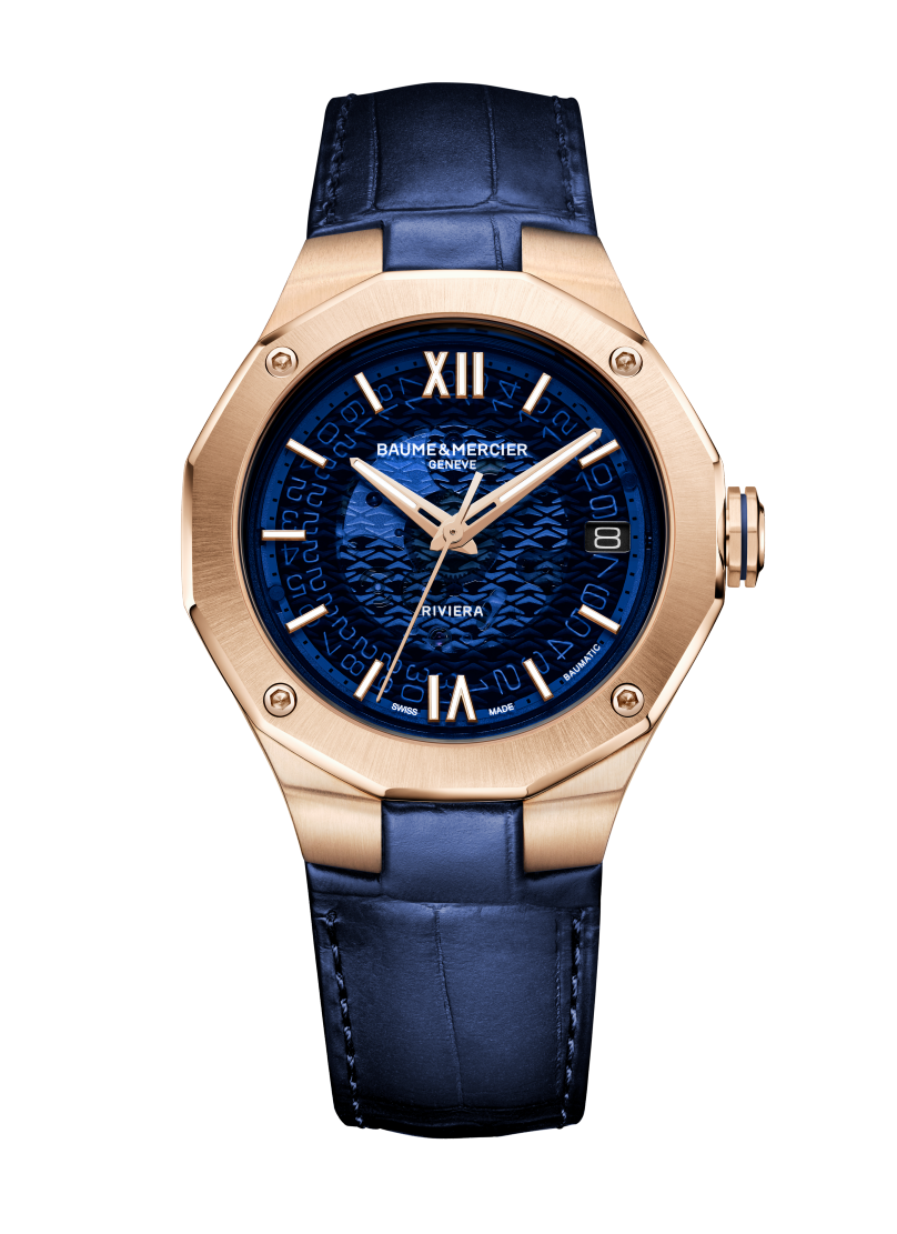 Pre order Baume & Mercier Riviera Auto 39mm 10815 Solid 18k RG Case Bl ...
