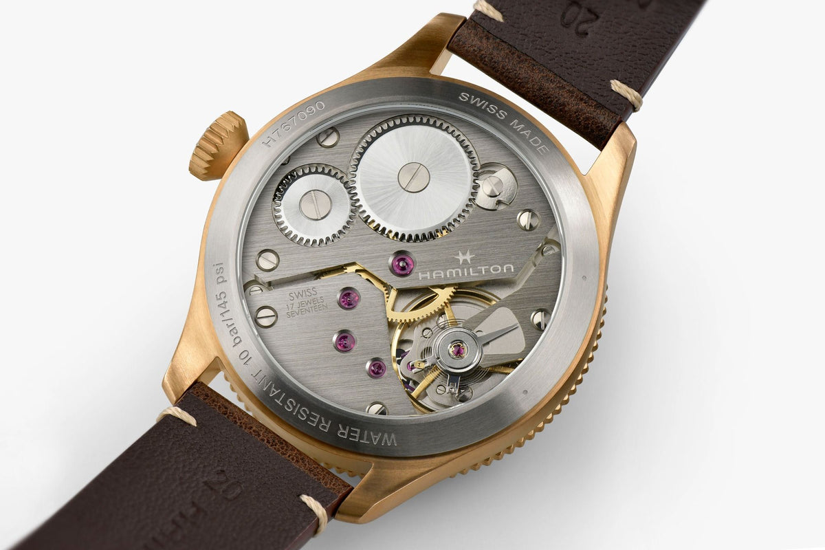 Hamilton Khaki Aviation Pilot Pioneer Bronze White Dial on leather ...