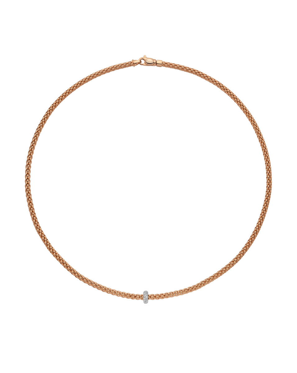Fope PRIMA COLLECTION ROSE GOLD NECKLACE WITH DIAMONDS – Wamada Jewellery